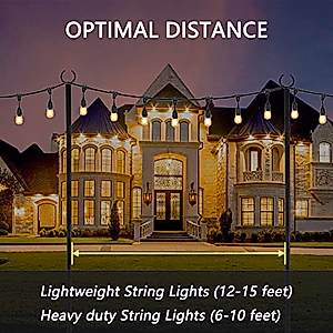 RINLAIN Patio String Lights Poles for Outdoors 2 Pack, 100 Inch Heavy Duty Designed String Light Pole to Use Your Garden, Backyard, Patio, Wedding, Party, Birthday Decorations