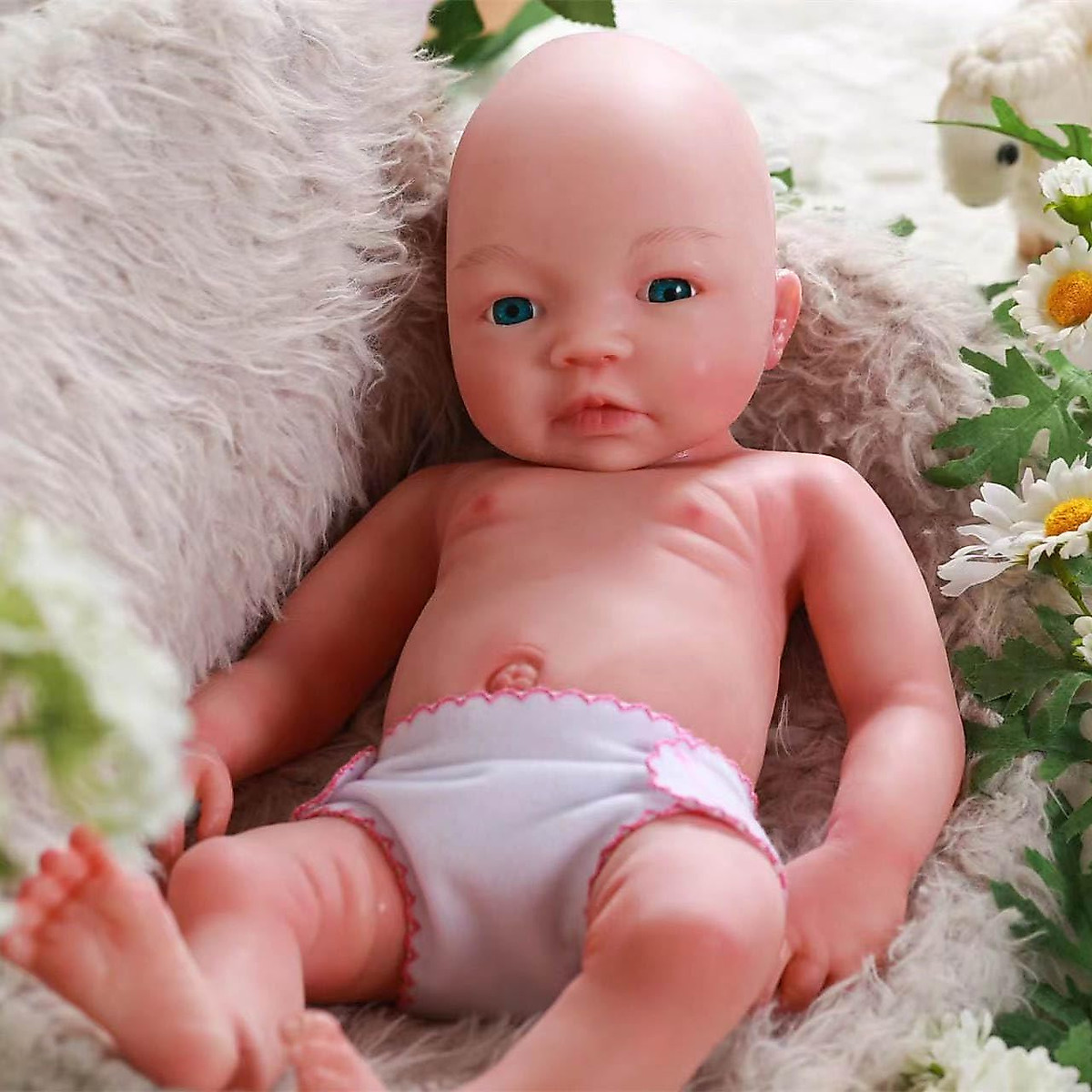 SERENDOLL 18 inch Realistic Full Silicone Baby Doll, Lifelike Reborn Baby Dolls, Toy, and Collectible Bald Girl 039