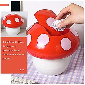 Hemoton Mushroom Trash Can Mini Wastebasket Garbage Bin Countertop Garbage Can with Lid Tiny Desktop Waste Garbage Bin for Home Office Kitchen