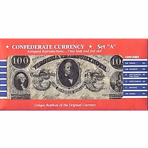Historical Documents Confederate Currency Set: 25 Replica Notes (Set A, B, C, & D) - Civil War Era Currency Replica Set - Adults - Small - Unisex - Paper - No Assembly Required