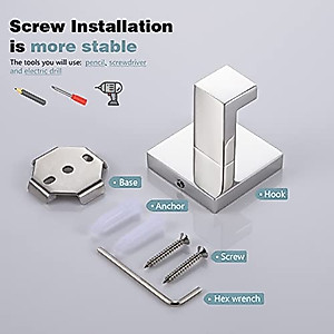 KOKOSIRI 24-Inch Single Towel Bar, Bathroom Towel Holder, Bath Towel Hook Modern Robe Hook Coat Hook, Wall Mounted, SUS 304 Stainless Steel, Polished Chrome, B05A3-CH-L24