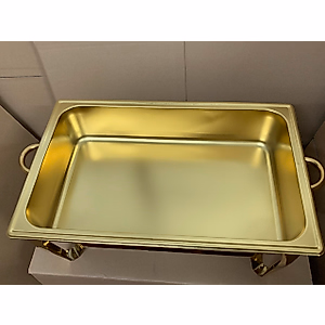 HONHPD Golden Chafing Dish Buffet Set, 9 QT Stainless Steel Food Warmer - 9 Liters Buffet Servers with Fuel Holder & Water Pan - Chafer Set for Banquet Parties Even Catering Wedding