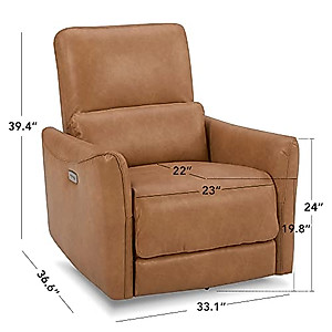 CHITA Power Recliner Swivel Glider, Upholstered Faux Leather Living Room Reclining Sofa Chair with Lumbar Support, Cognac Brown