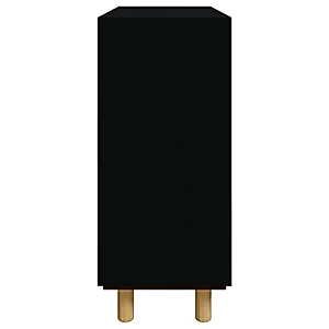 ULUYYUC Sideboard Black 23.6"x11.8"x27.6" Solid Wood Pine and Natural Rattan,Retro Side Cabinet Display Bedside with Storage Function Suitable for Living Room,Dining Room,Entryway,Kitchen