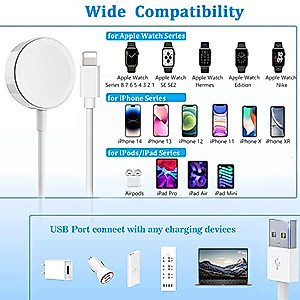 [Apple MFi Certified] 2 in 1 for Apple Watch Charger Portable Wireless Watch Charging Cable Compatible with Apple Watch Series 8/7/SE/6/5/4/3/2/1 and iPhone 12/13/14/Pro/Max/XR/XS Max/X