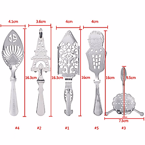 Absinthe Spoon, Stainless Steel Wormwood Spoon, 4 Optional Types, Bitter Scoop Glass Cup Drinking Filter, Bar Cocktail Tea Coffee Stirring Slotted Spoon(#1)
