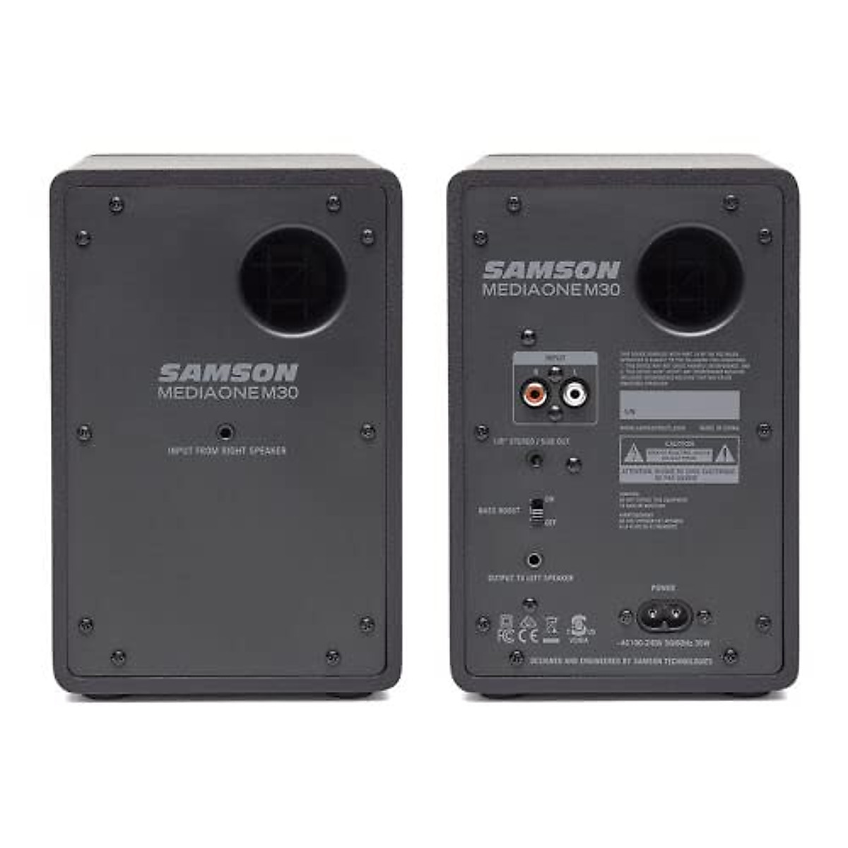 Samson SAM30 3-Inch Powered Studio Monitors Pair Featuring Polypropylene Woofer and 3/4-inch Silk-Dome Tweeter in MDF with Textured Vinyl Covering (Black)