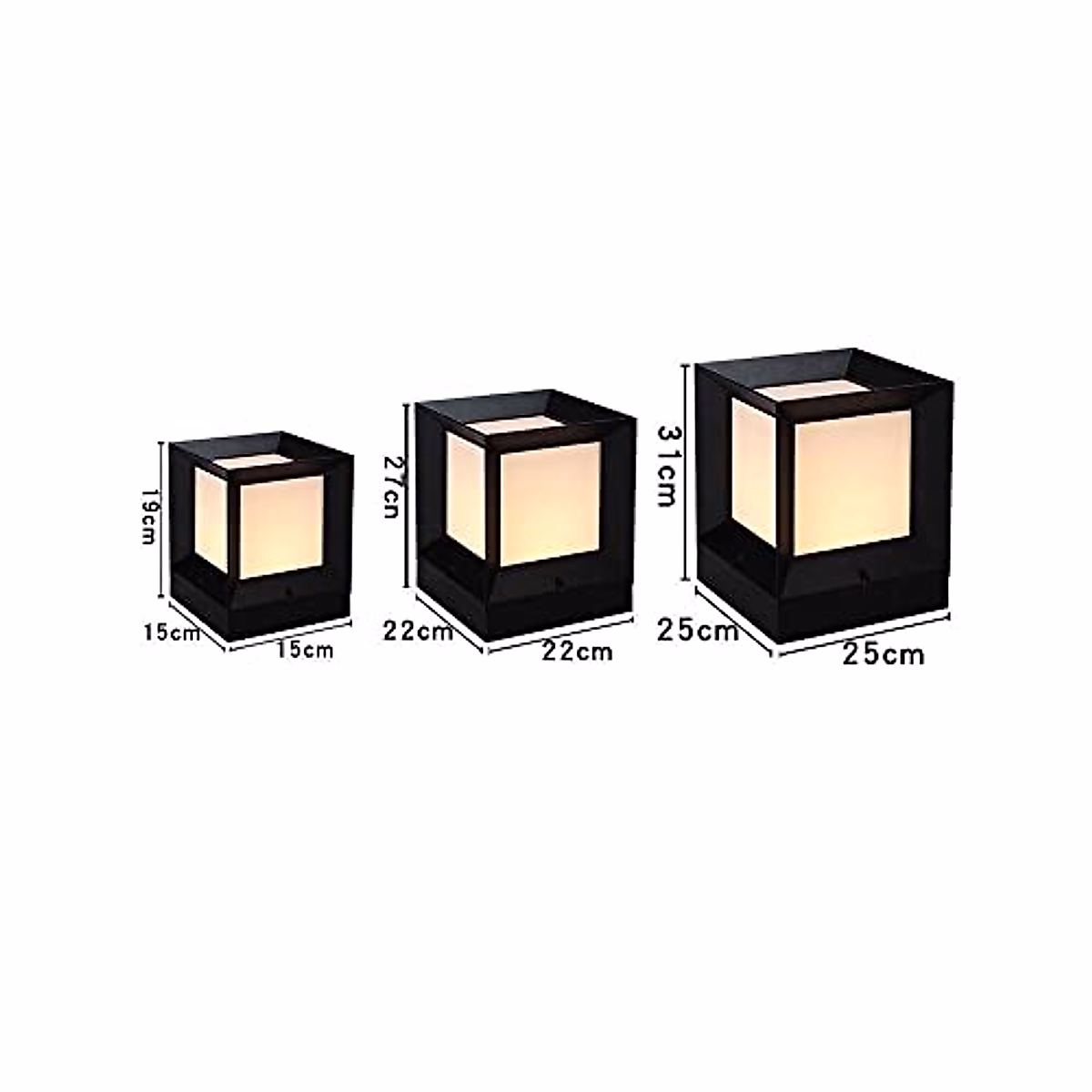 MODEBHD Modern Black Outdoor IP54 Waterproof Landscape Column Light Energy Saving Rustproof Die-cast Aluminum Patio Post Light Square Fence Guardrail Doorway Porch Pillar Lamp Traditional Landscape Li