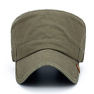 REDSHARKS Short Brim Cadet Caps for Men Cool Cadet Hats for Women Ponytail Army Olive Green