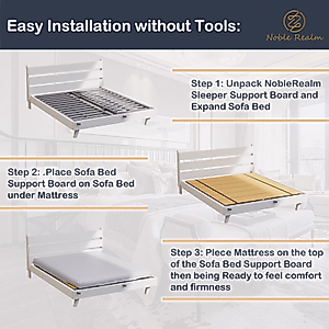 NobleRealm® Foldable Box Spring Full | Full Size Bunkie Board & Bed Support Slats | Bed Board for Mattress Support | Easy Setup, Noise Minimizing, Moisture Resistant (48 x 60 Full Size)
