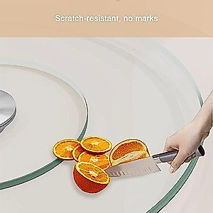 HASMI Lazy Susan Large, 8mm Tempered Glass Round Turntable, Kitchen Dining Table Rotating Tray, Aluminum Alloy Bearing, Easy to Share All Food
