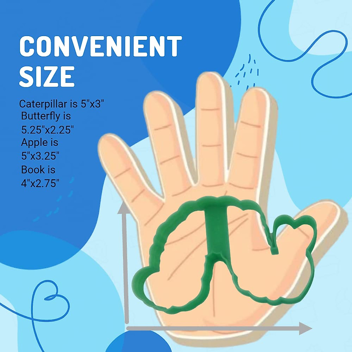 INSPIRED BY THE VERY HUNGRY CATERPILLAR COOKIE CUTTERS. Inspired By/Compatible With The Very Hungry Caterpillar Literature-Themed, Butterfly, Apple And Open Children’s Book Cookie Cutters (4 Pack)