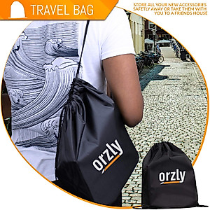 Orzly Sports Family Party Pack Accessories Bundle Designed for Nintendo Switch and OLED Console Games with Tennis Badminton Rackets, Controller Grips, Wheels & Wrist Dance Bands - with Carry Sack