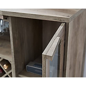 Home Source Jill Zarin Bar Cabinet with Two Curved Glass Doors in Stone Grey Finish