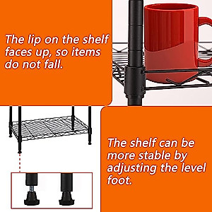 GIOTORENT 5-Wire Shelving Storage Garage Organizer, Adjustable Metal Shelf Wire Shelving Rack for Laundry Bathroom Kitchen Pantry Closet, Matt Black