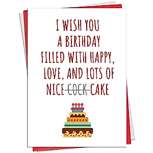Ikassong Funny Adult Dirty Birthday Card for Women Her Friend, 5.3 x 7.6 with 2 Envelopes, Hilarious Naughty Bff Bday Cock Card