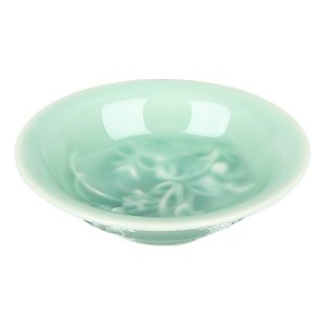 DOITOOL Chinese Sake cup Ceramic Sake Tea Cup Cyan Clay Creative Embossed Celadon Tea Cup Porcelain Bowl, Color Change, Plant Pattern Tableware Wide Mouth Tea Bowl(Random Embossed Pattern)