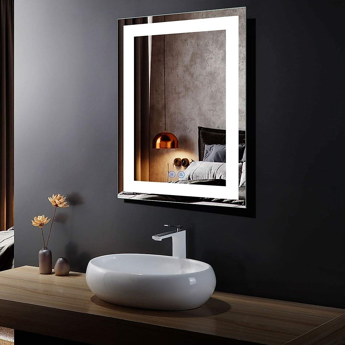 BHBL Lighted Bathroom Mirror 24 x 32 Inch Led Mirror for Bathroom,Bathroom Mirrors Wall Mounted with Anti-Fog,Dimmable,Vertical & Horizontal (CK010-2432-TS) Lighted Makeup Mirror