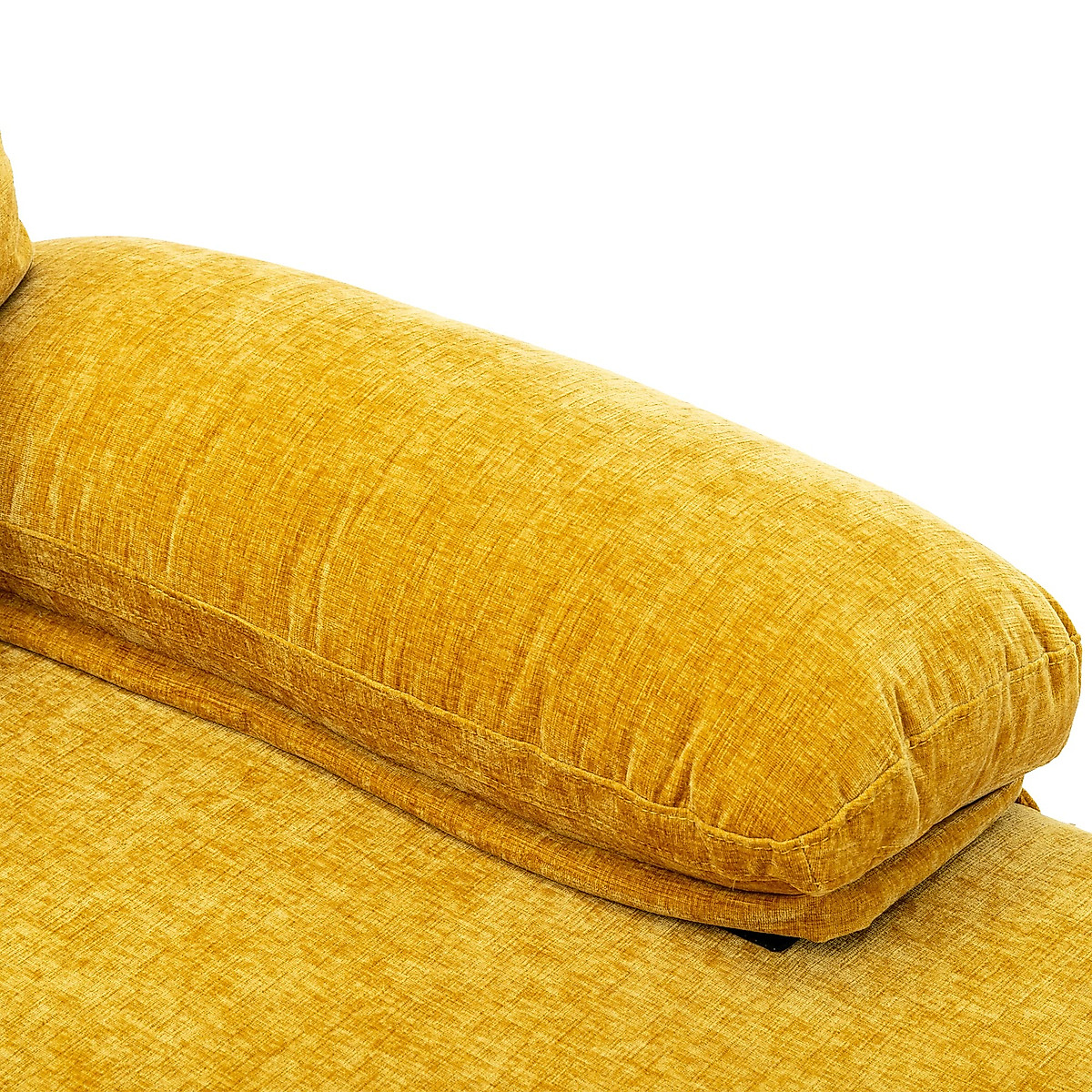 Pvillez Modern Sectional Sofa with Double Chaise Large Convertible Couches Chenille U-Shape Couch with Rolled Arms and Golden Legs Oversize Yellow Sofa for Living Room Comfortable Modular Sofa