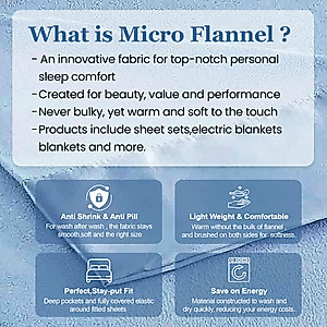 Thermee Micro Flannel California King-Size Sheet Set, Machine Wash-Dry, No Pilling, 18" Deep Pocket, 2 King Pillowcases, Blue Spruce