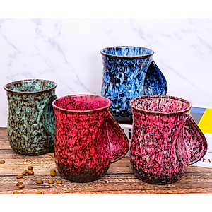 18oz Ceramic Hand Warmer Mug, Novelty Hand Warmer Coffee Mug, Tea Mug, Keep Your Hands Warm, Comfy Handwarmer, Microwave And Dishwasher Safe (Blue)