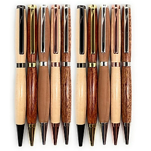 Slimline Pen Kit for Wood Turning || 10 Pack with Multiple Finishes || 7mm Twist Pen Kit