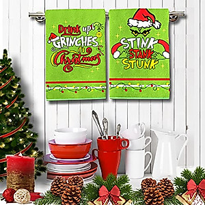 HOMSHIAM Christmas Kitchen Towels 2 Pieces Christmas Dish Towels Hand Towels Housewarming Gifts for New Home, Christmas Farmhouse Decor for Kitchen/Bedroom/Bathroom(17.7 x 27.5 Inch)