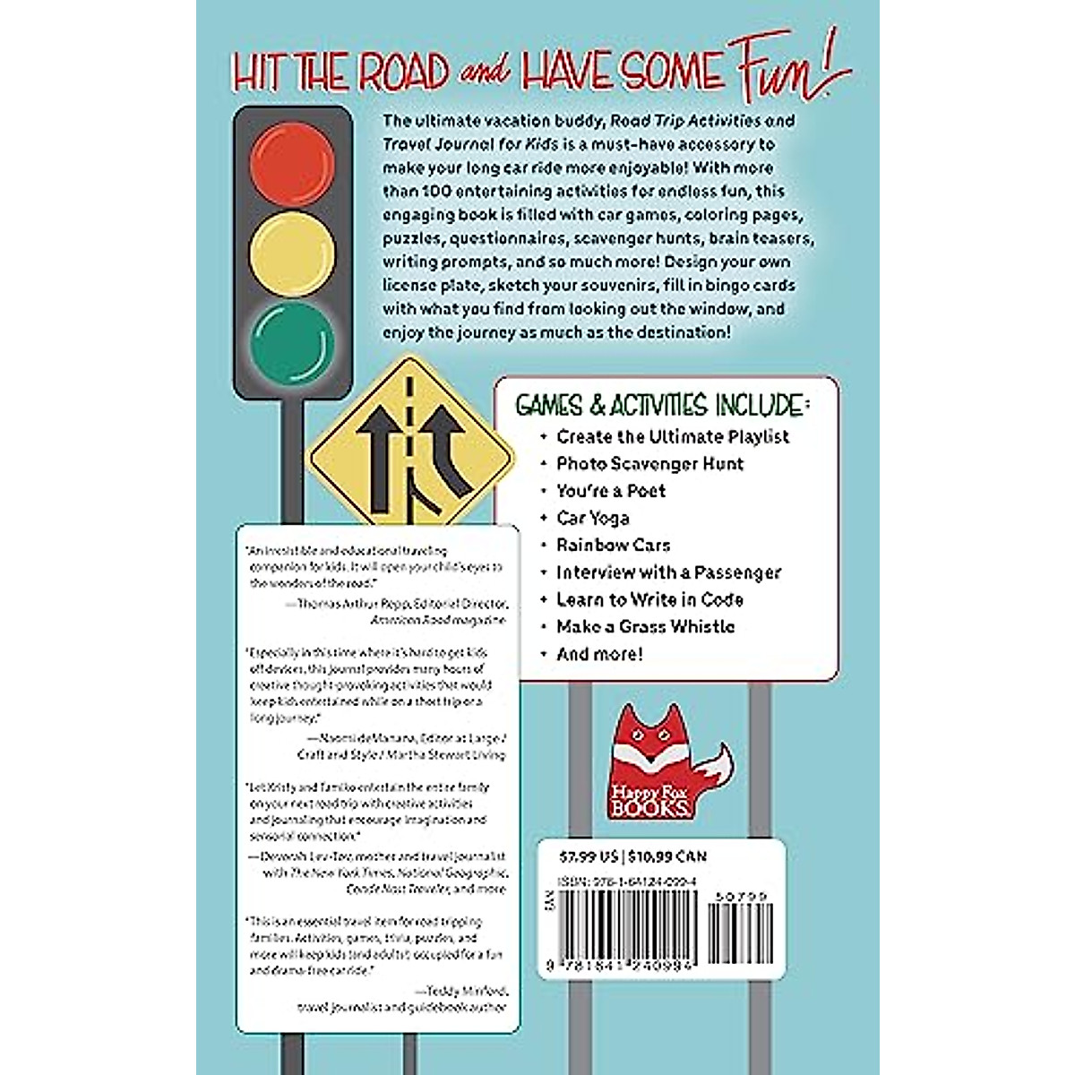 Road Trip Activities and Travel Journal for Kids (Happy Fox Books) Over 100 Games, Mazes, Mad Libs, Writing Prompts, Scavenger Hunts, and More to Keep Kids Having Fun in the Car with Zero Screen Time