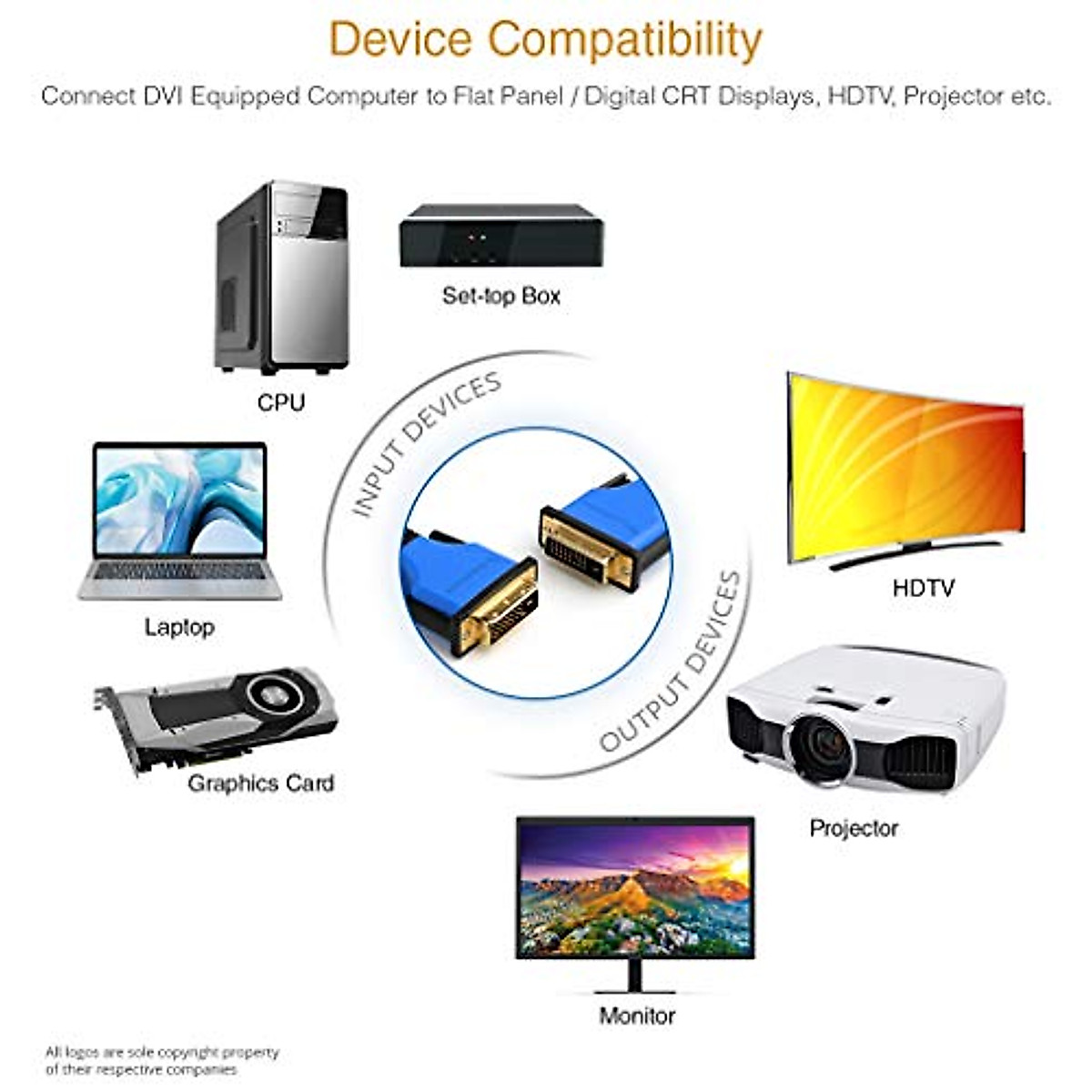 BlueRigger DVI to DVI Monitor Cable (6FT, 24+1 Dual Link, Digital Video Cable, Male to Male) - for Gaming, DVD, Laptops, HDTV and Projector