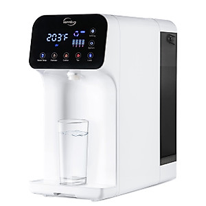iSpring RCD100 5-Stage Countertop Reverse Osmosis System, Instant Hot RO Water Dispenser with UV, 2.5:1 Pure to Drain, 100 GPD Portable Water Filtration System, 4 Temperature Options, Plug and Play