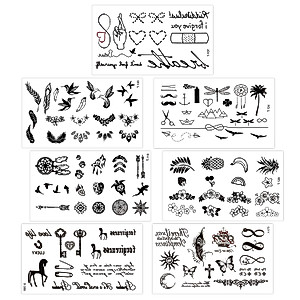 Konsait Temporary Tattoos for Adult Men Women Kids(30 Sheets), Waterproof Temporary Tattoo Fake Tattoos Body Art Sticker Hand Neck Wrist Cover Up Set