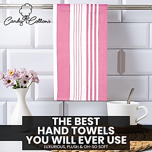 Candy Cottons Stripe Kitchen Towels Decor Mordern Design Centreband Dish Towels Boho Stripe Absorbent Festive Gift Set of 3 Pantry Reusable Kitchen Dish Towel|Easter Spring Decor 18x28 Inch Pink