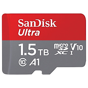 SanDisk 1.5TB Ultra microSDXC UHS-I Memory Card with Adapter - Up to 150MB/s, C10, U1, Full HD, A1, MicroSD Card - SDSQUAC-1T50-GN6MA [New Version]