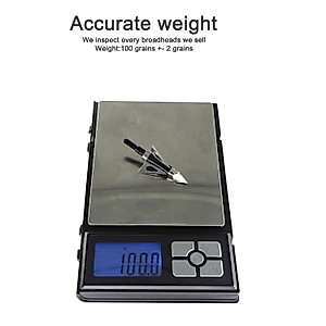 maifield Archery Broadheads 100 Grain Bowhunting Arrow Head 3 Fixed Blades 6 Pack for Small Game Crossbows and Compound Bow Arrows (Black, Pack of 6)