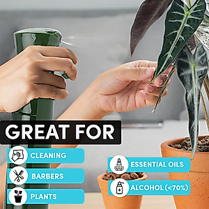 Hula Home Continuous Spray Bottle (10.1oz/300ml) Empty Ultra Fine Plastic Water Mist Sprayer – For Hairstyling, Cleaning, Salons, Plants, Essential Oil Scents & More - Green