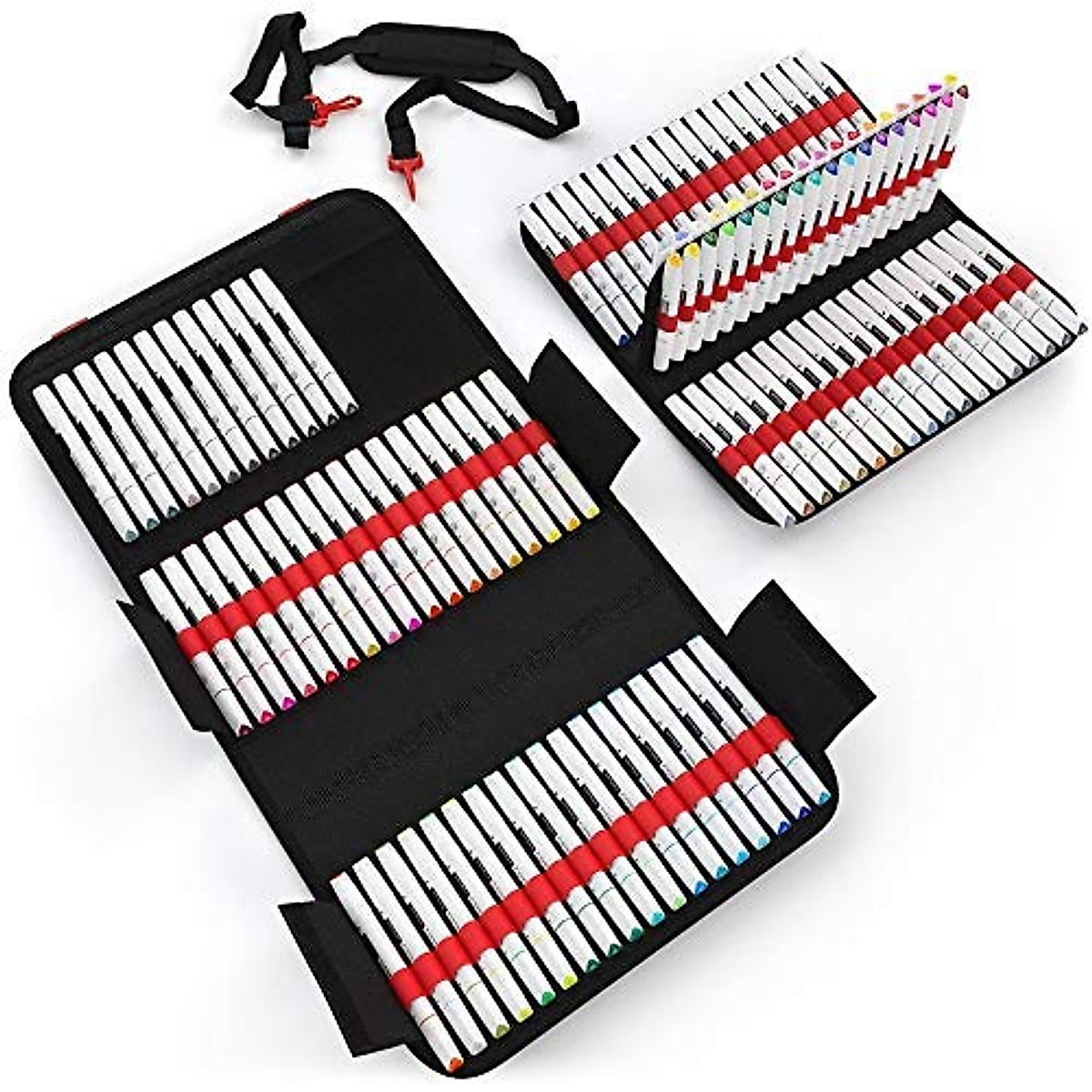 ARTEZA Art Alcohol Markers, Set of 120 Colors, EverBlend Dual Tip Markers with 144-Slot Organizer, Fine and Broad Chisel Nib, for Coloring and Drawing