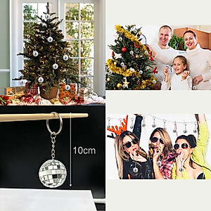 12Pcs Mirror Disco Ball Keychain Mini Disco Ball Keychains Bulk 70s Disco Keychain Silver Mirror Ball Keychain Disco Ball Accessories for Disco Party Favors Halloween Christmas Party Decorations