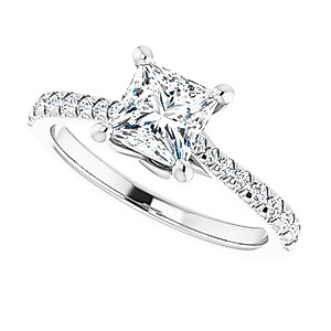 Riya Gems 2.50 CT Princess Moissanite Engagement Ring Wedding Eternity Band Vintage Solitaire Halo Setting Silver Jewelry Anniversary Promise Vintage Ring Gift for Her (11.5)