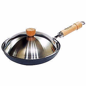 River Light Iron Frying Pan, Kyoku, Japan, Lid Set, 11.0 inches (28 cm), Induction Compatible, Wok, Made in Japan