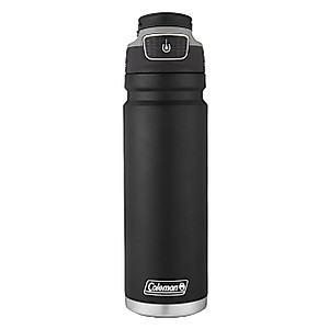 Coleman AUTOSEAL FreeFlow Stainless Steel Water Bottle, Black, 24 oz