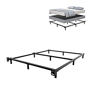 ANBLIZE Queen Size Bed Frame 7 Inch Heavy Duty Meta Bedframe for Box Spring and Mattress Set 9-Leg Weight Support 3000LBS Tool-Free Easy Assembly，Black