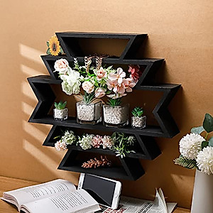 Geelin Aztec Shelves Aztec Crystal Display Shelf Wall Hanging Display Holder Geometrical Shape Essential Oil Shelf Farmhouse Shelves for Bedroom, Living Room and More
