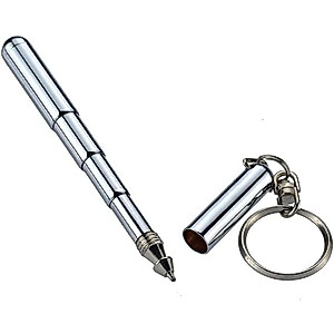 Silver Retractable mini pen made of stainless steel Metal Tool Pen Retractable pocket pen keychain Dad gadgets, birthday, Christmas for Students, Office Staff, Construction Workers Ballpoint Pens