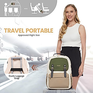 LOVEVOOK Laptop Backpack for Women Fashion College Casual Daypacks Stylish Travel Backpack Fits up to 15.6Inch Laptop with USB Charging Port(Khaki-Green)