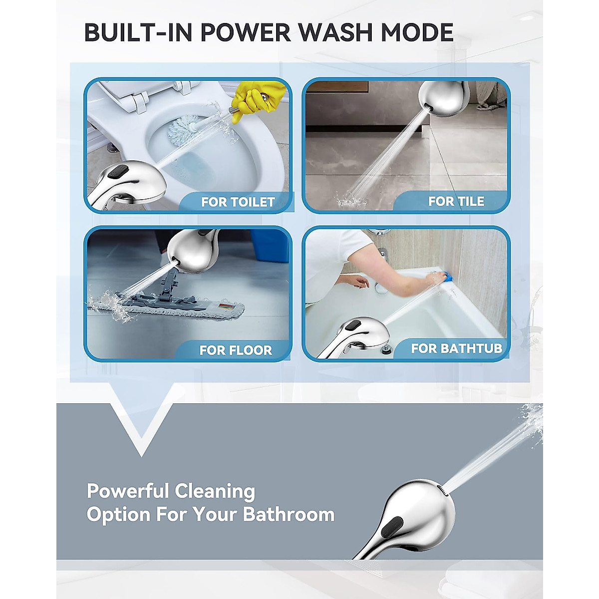 JDO Shower Head with Handheld, High Pressure Handheld Shower Head 7 Settings, Detachable Shower Head Set with Stainless Steel Hose and Shower Bracket (Chrome)