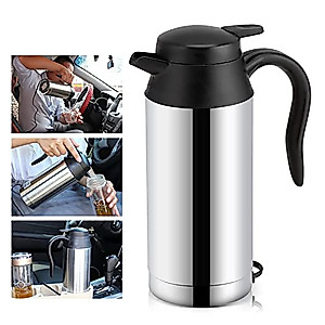 Car Kettle Electric Kettle Camping 12V 750ml Coffee Maker Water Boiler Portable Travel Car Truck Kettle Hot Water Heater Bottle for Tea Coffee Making Cigarette Lighter Heating Cup, 120W