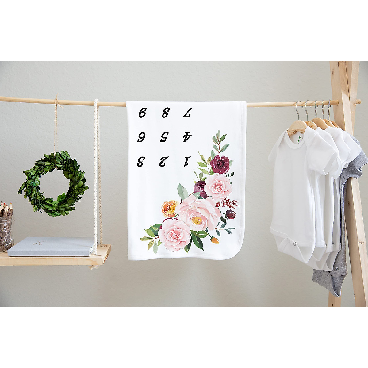 Lunamio Baby Monthly Milestone Blanket for Baby Girl, Baby Milestone Monthly Blanket Girl, Baby Milestone Blanket Girl, Newborn Month Blanket for Baby Girl, Monthly Baby Milestone Blanket, 50X40