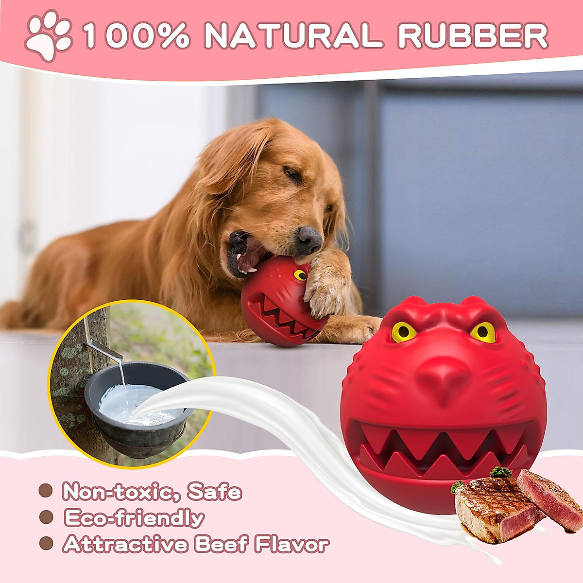 bobosogo Dog Toys for Aggressive Chewers, Squeaky Dog Chew Toys for Large Breed, Tough Indestructible Interactive Chew Toys for Medium Large Dogs (Red)