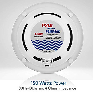 Pyle 6.5” Dual Marine Speakers - 2 Way Waterproof and Weather Resistant Outdoor Audio Stereo Sound & Bluetooth Marine Receiver Stereo - 12v Single DIN Style Boat in Dash Radio Receiver System