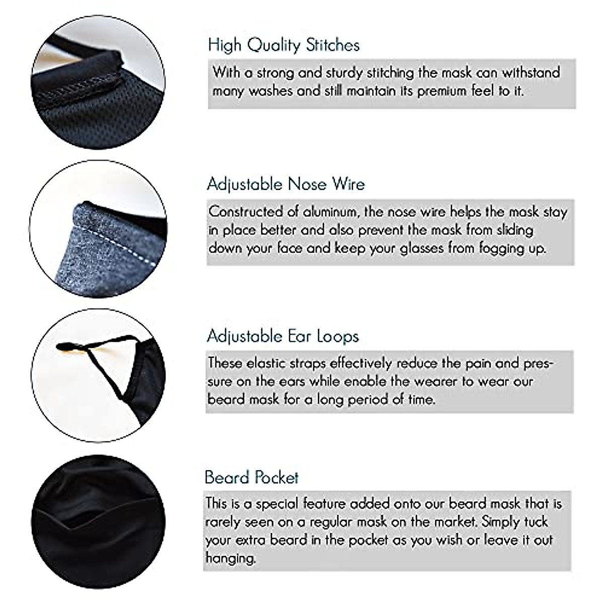 KT Valley Co. Beard Friendly Face Mask for Men with a Beard, Beard Protection for Bearded Men, Reusable and Comfortable